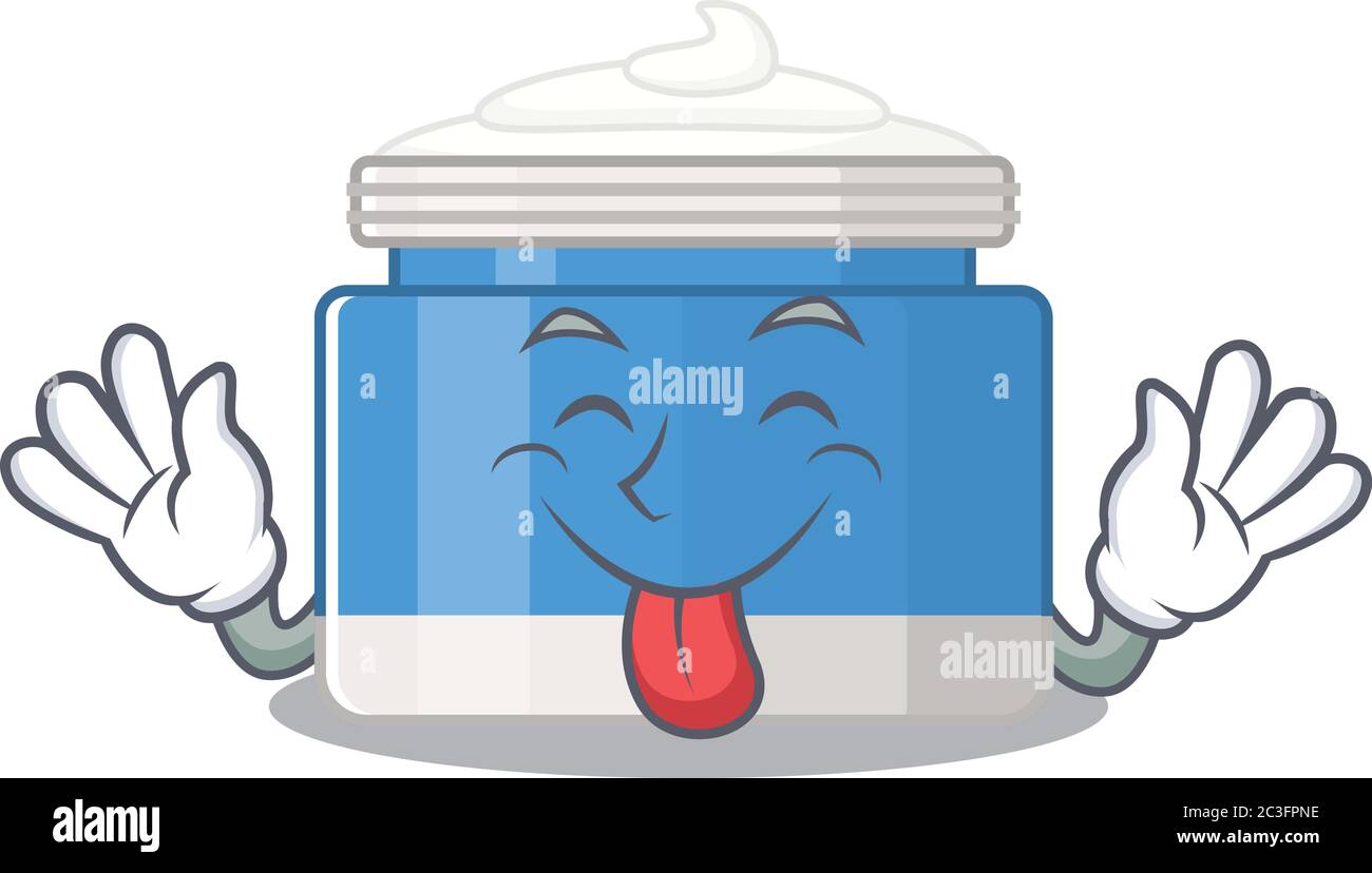 Funny moisturizer cream cartoon design with tongue out face Stock ...