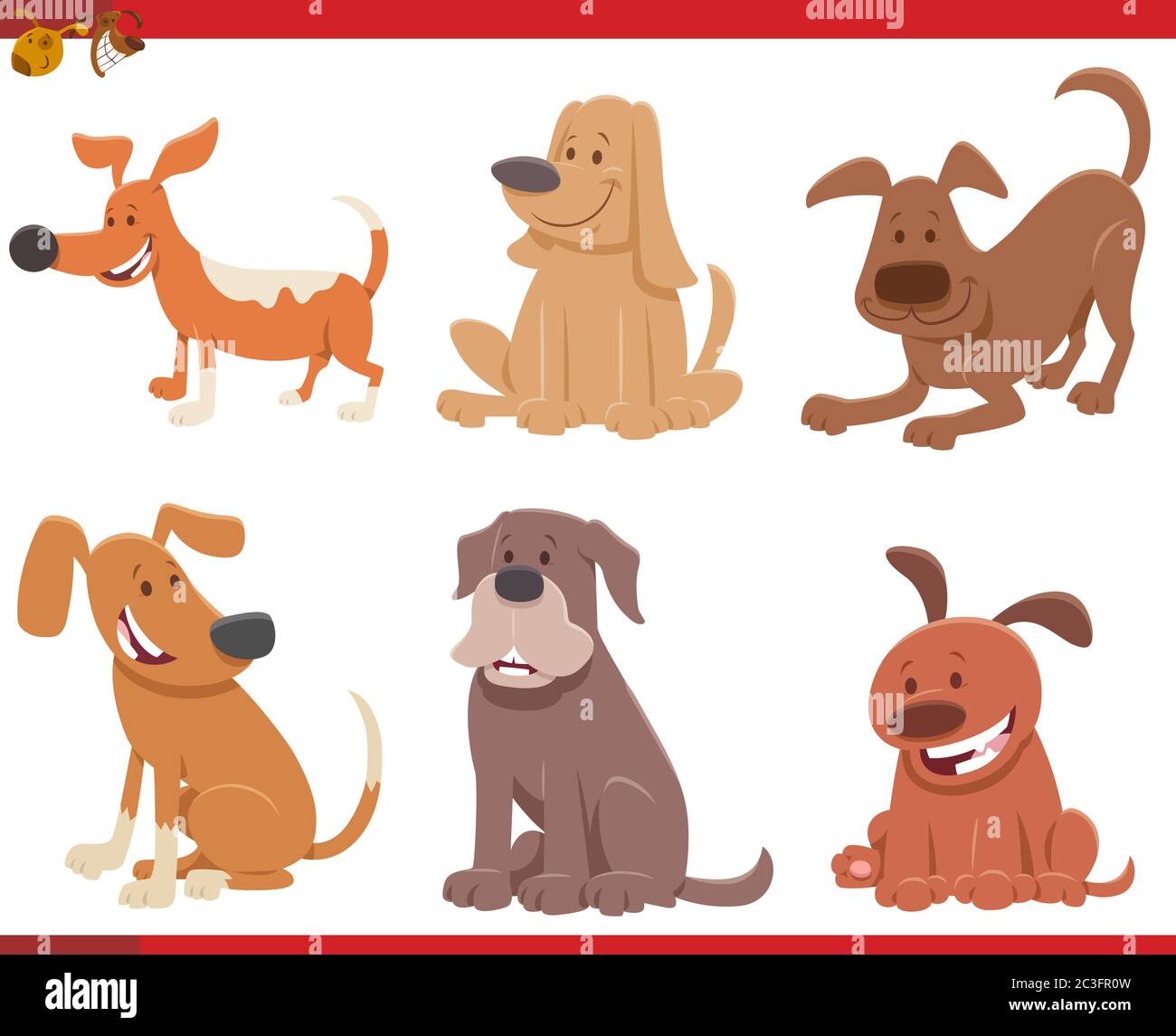 cartoon dogs and puppies comic characters set Stock Photo - Alamy