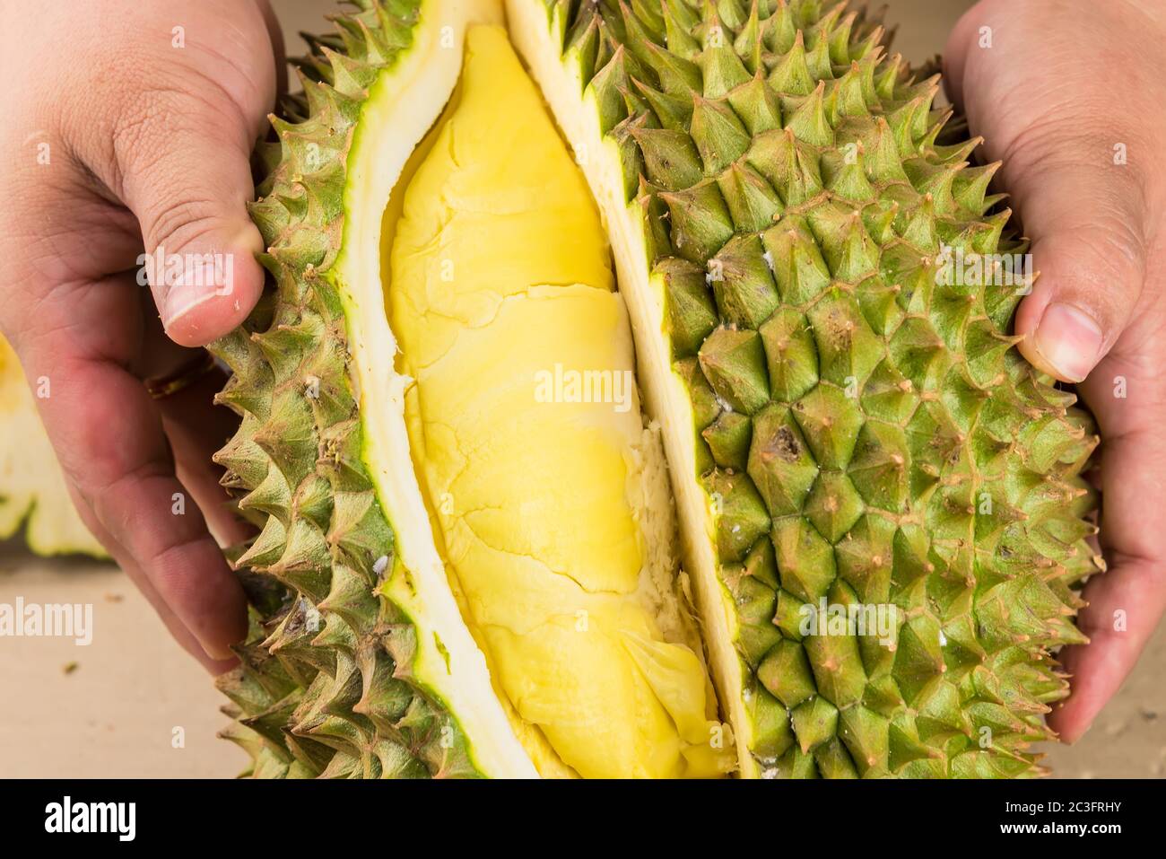 Durian mon thong is king of fruits durian and durian peeled fruit plate ...