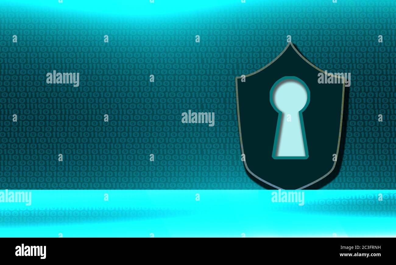 Shield With Keyhole on digital background, 3d rendering Stock Photo - Alamy