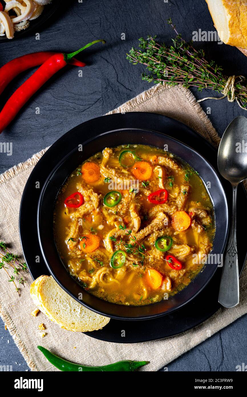 Flaczki - tripe soup the Polish way Stock Photo - Alamy