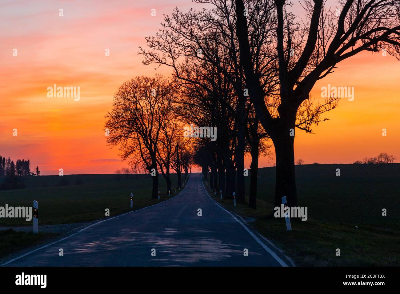 Street into the sunset empty street Stock Photo - Alamy