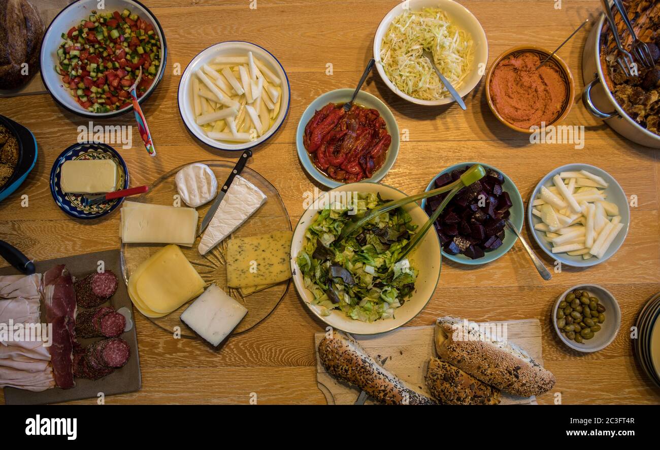 Isolated close up of a typical Israeli Saturday morning delicious ...