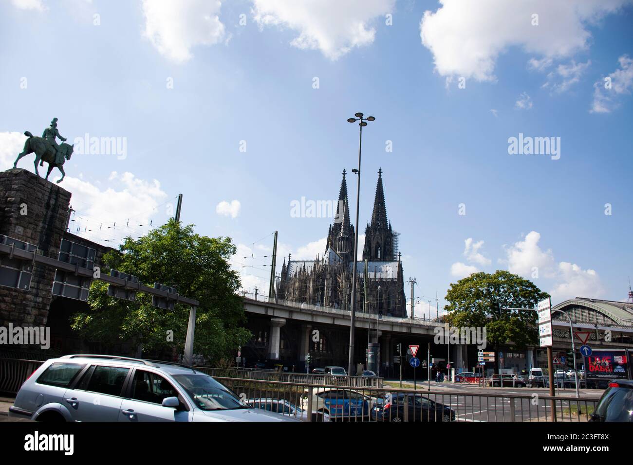View landscape and cityscape with traffic road near Cologne Cathedral ...