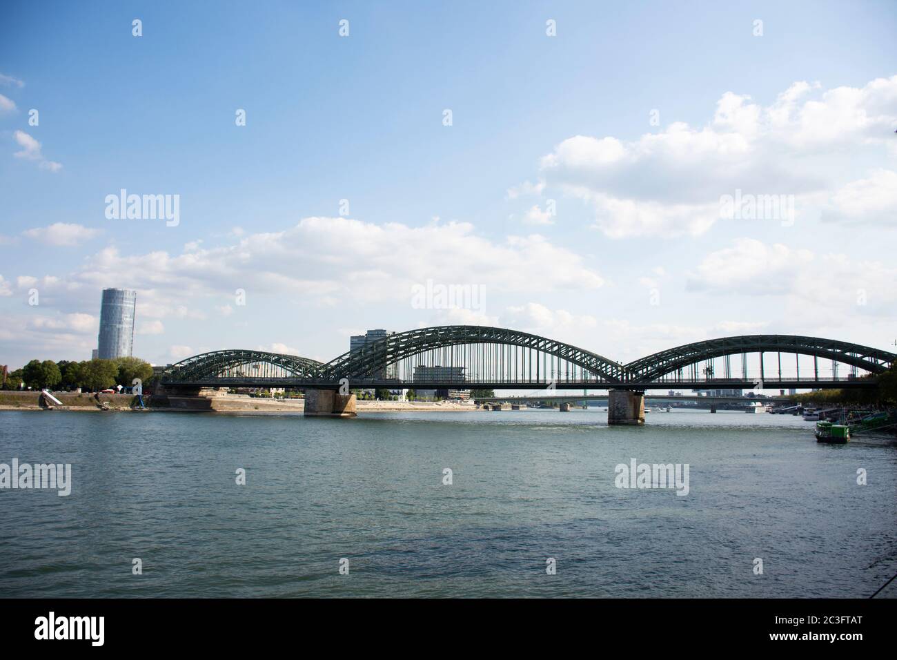 View landscape and cityscape of Koln city with rhine river at ...
