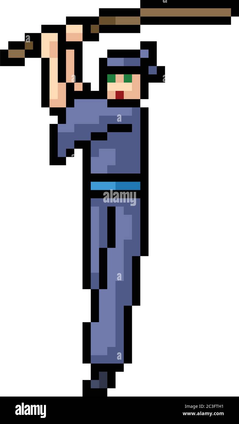 vector pixel art samurai isolated cartoon Stock Vector Image & Art - Alamy