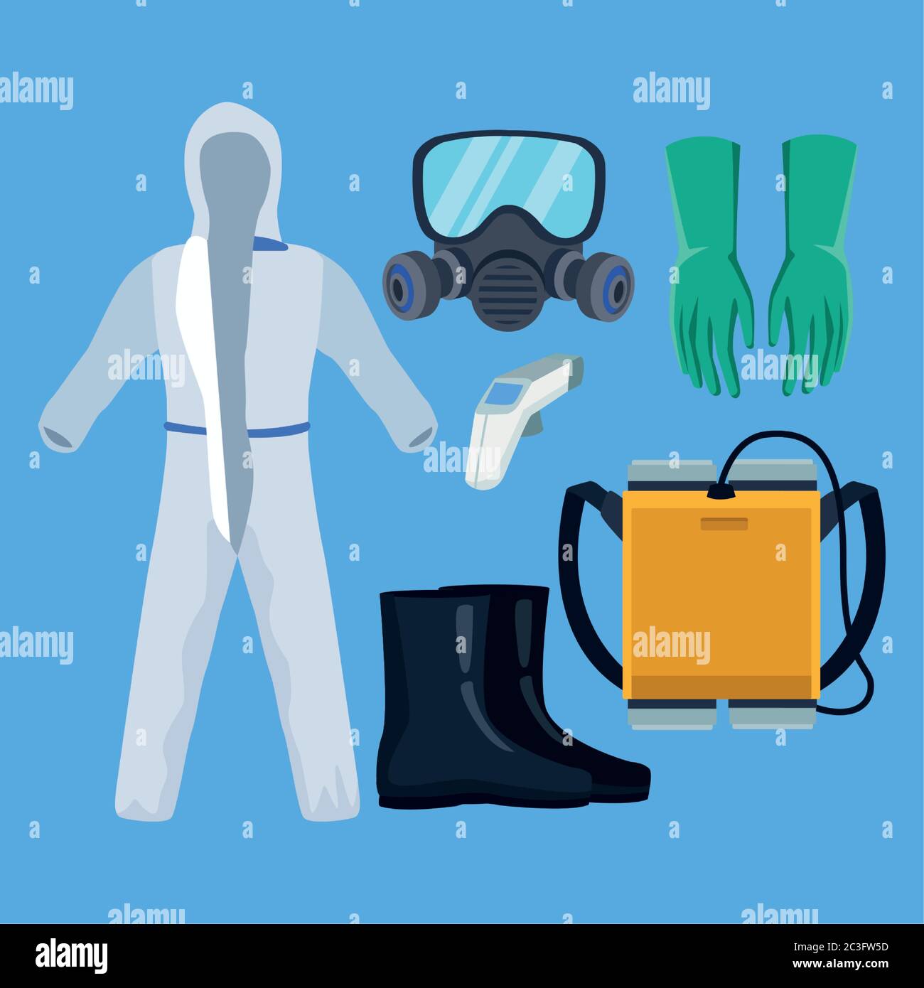 biosafety equipment elements for covid19 protection vector illustration ...