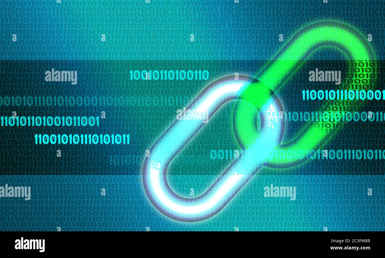 Blockchain Symbol On Binary Code Number Background 3d Rendering Stock