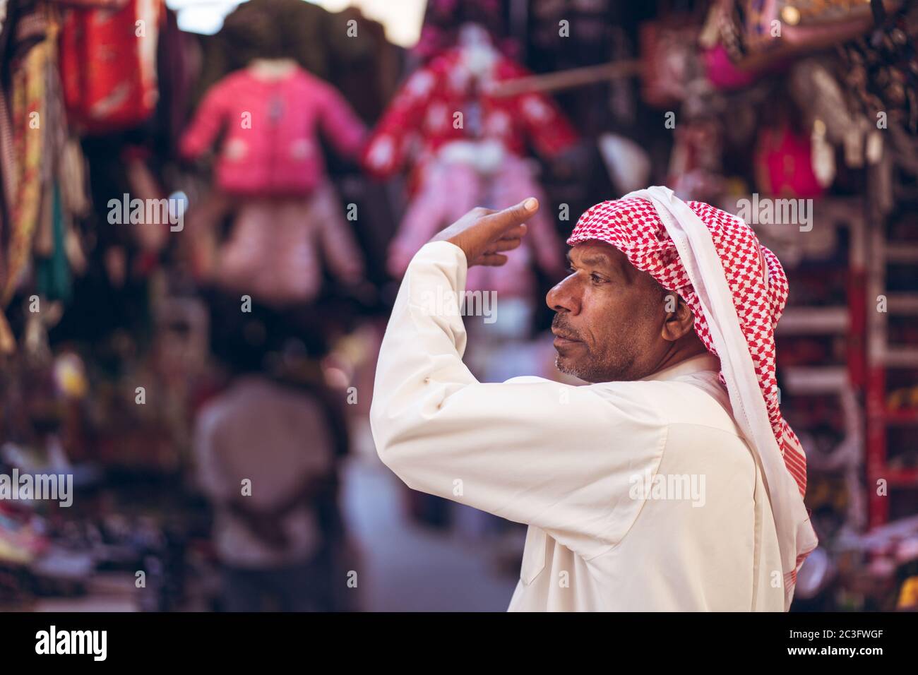 Manama / Bahrain - January 10, 2020: Local Muslim people wearing ...