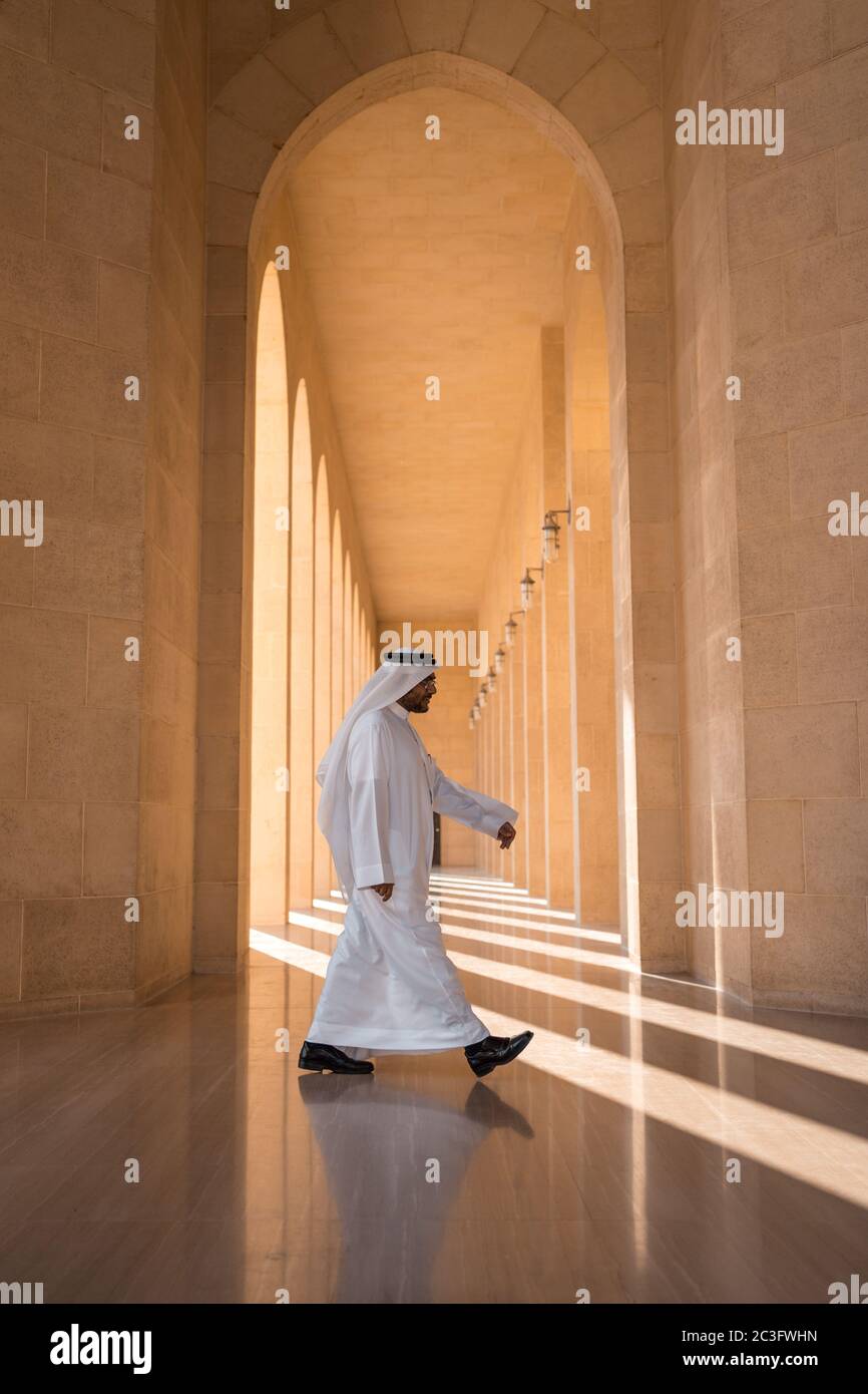 Manama / Bahrain - January 10, 2020: local Muslim man wearing ...