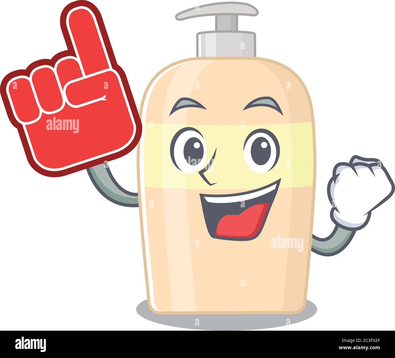 Toner in cartoon drawing character design with Foam finger Stock Vector ...