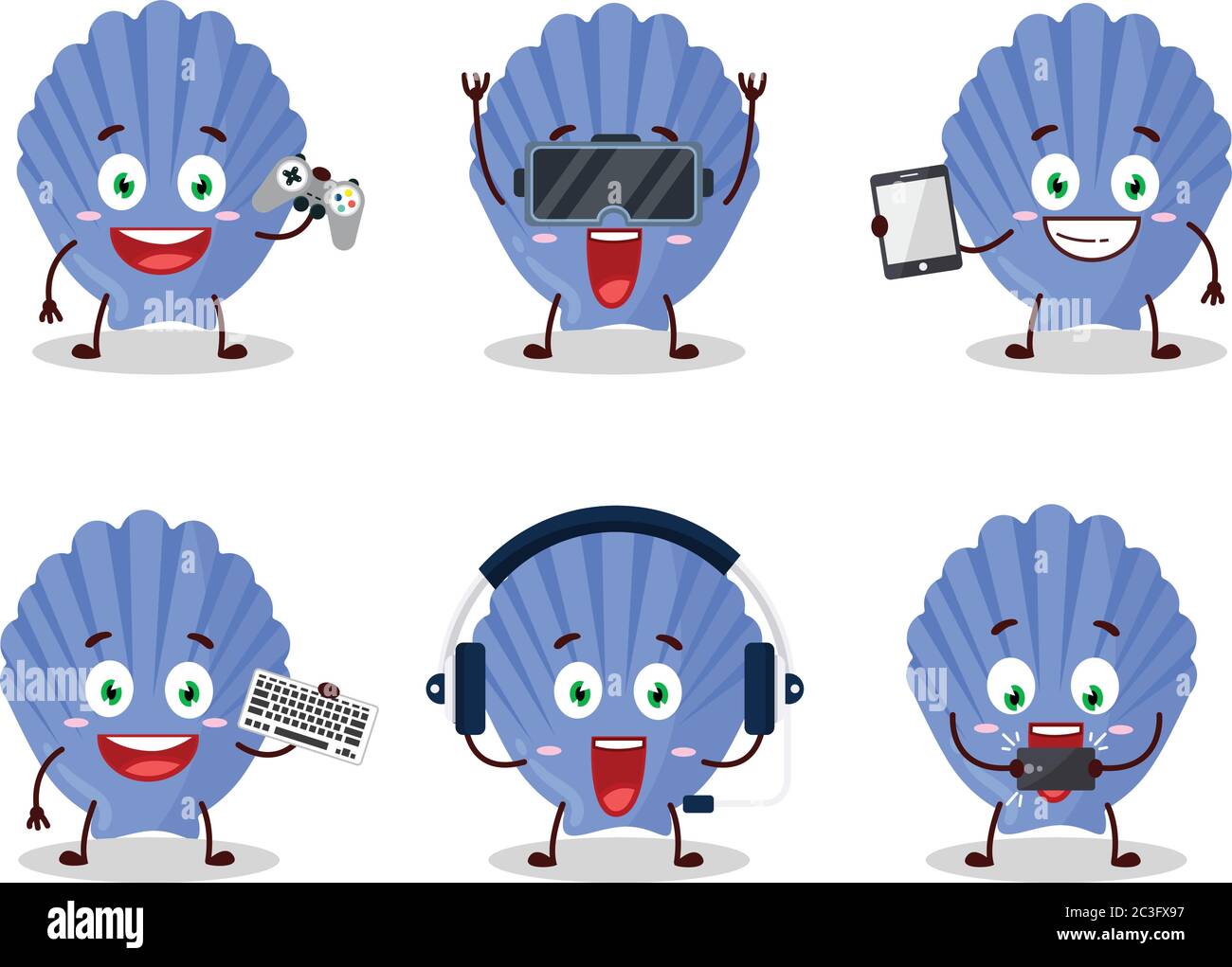 Blue shell cartoon character are playing games with various cute ...