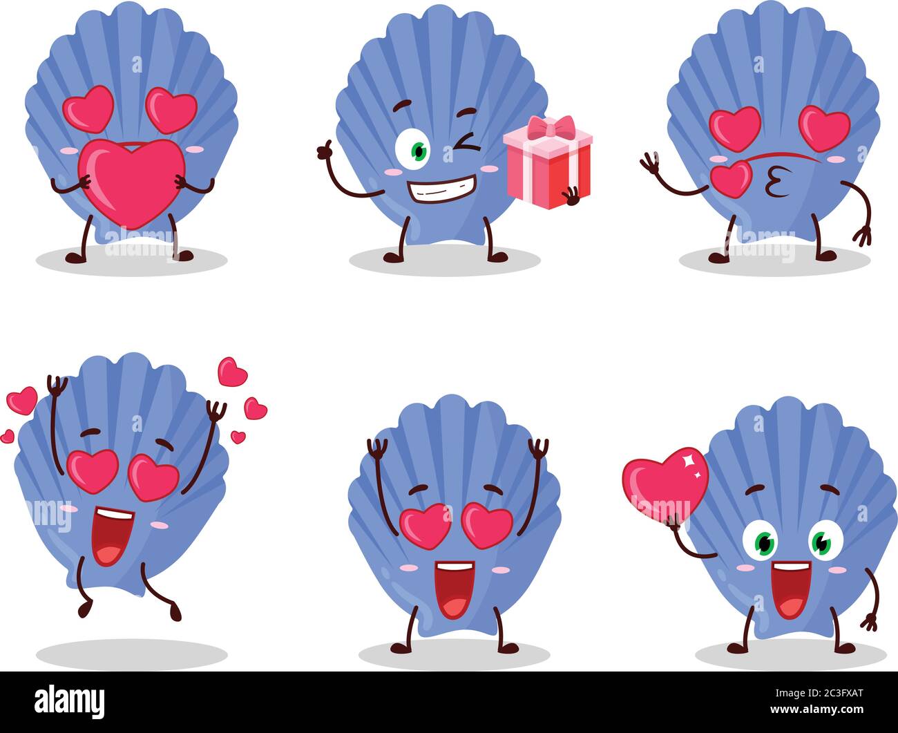Blue shell cartoon character with love cute emoticon Stock Vector Image ...