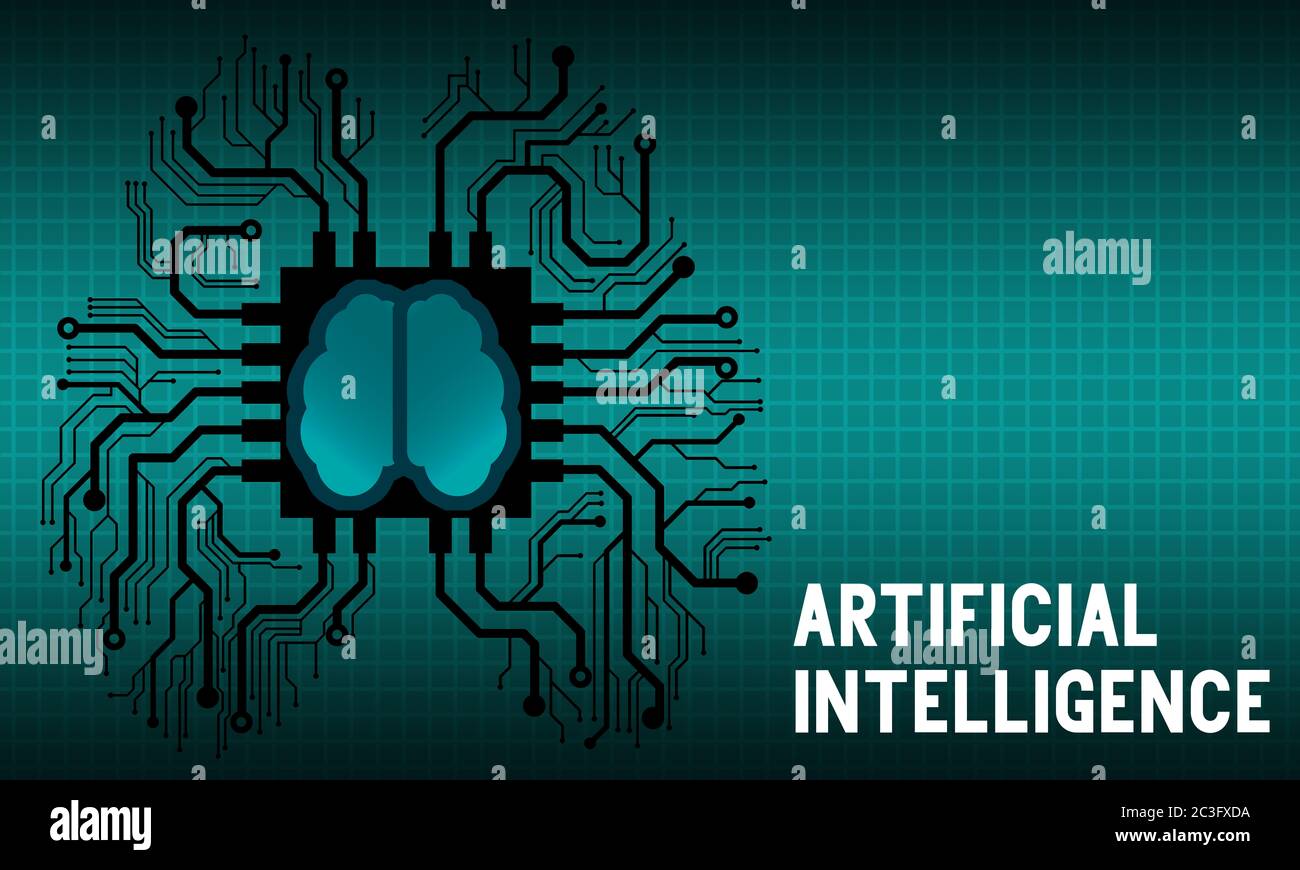 Artificial intelligence concept with circuit design, 3d rendering Stock ...