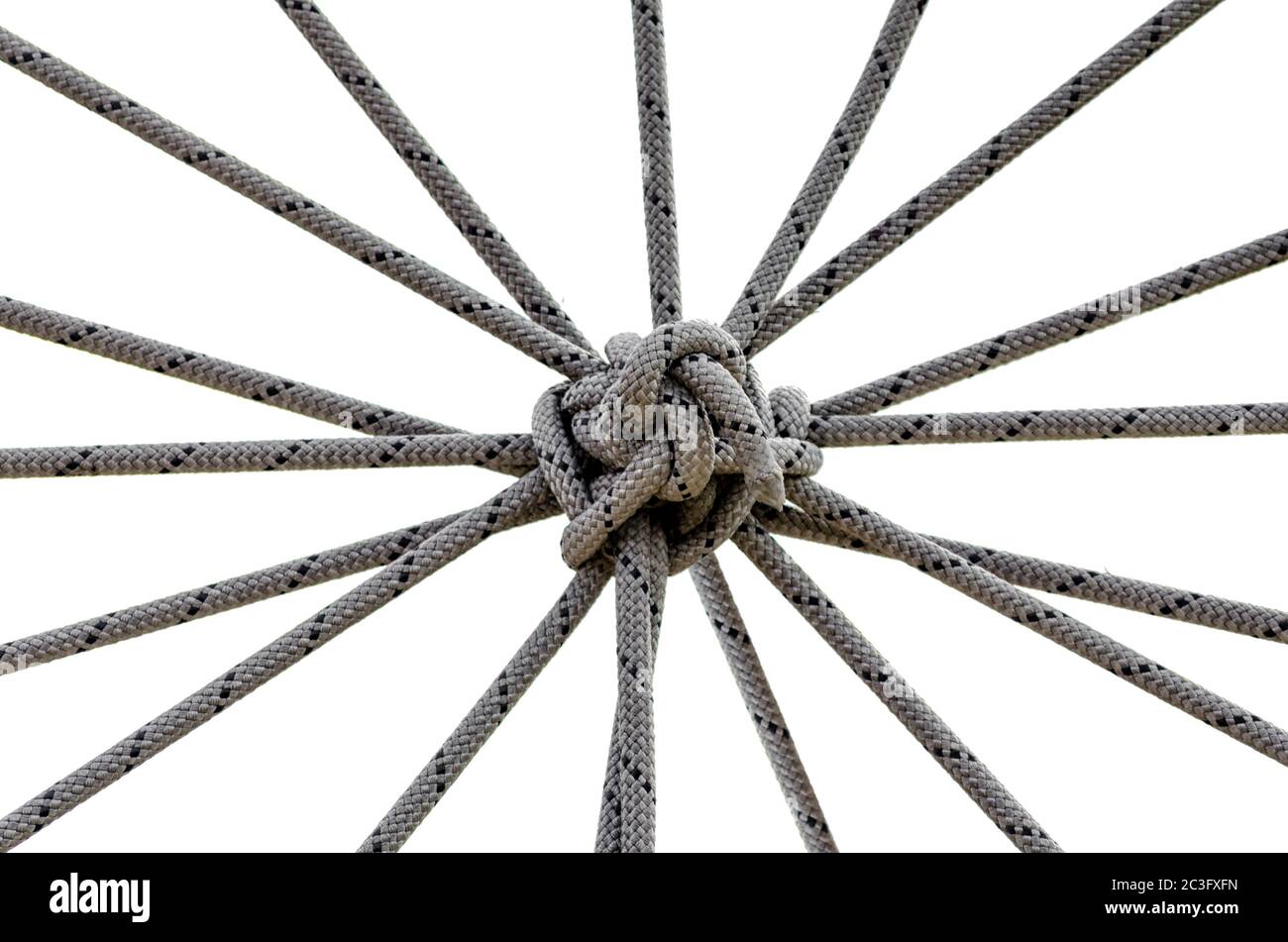 many ropes and one big knot close up Stock Photo - Alamy