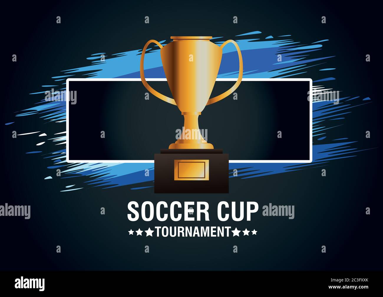 soccer cup tournament poster with trophy and lettering vector ...