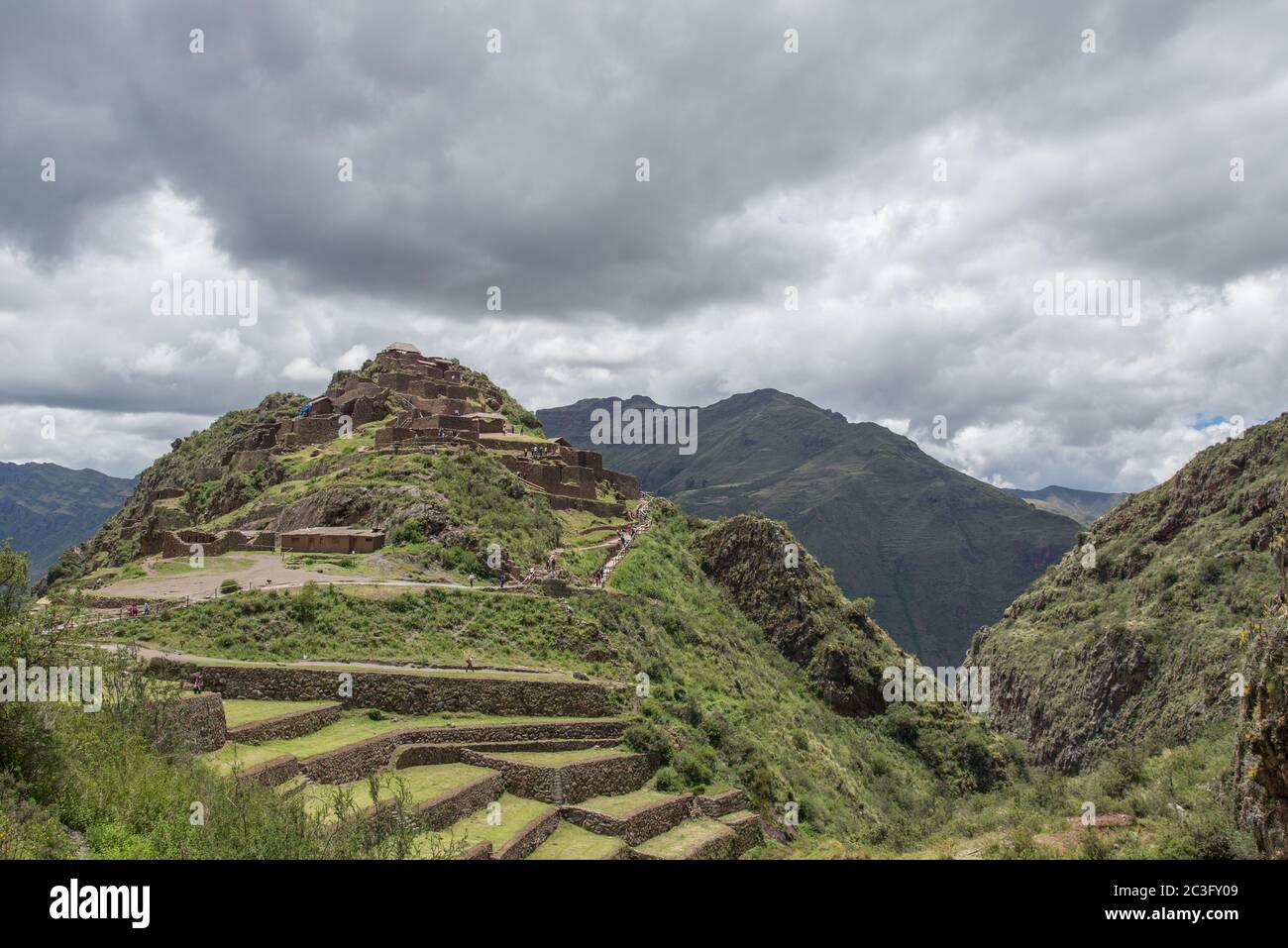 The Sacred Valley and the Inca ruins of Pisac, near Cuzco Peru Stock ...