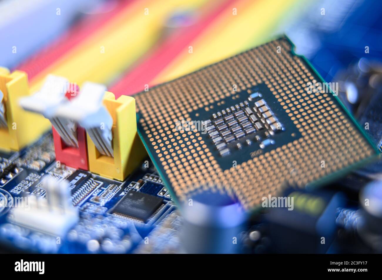 Close-up of a computer motherboard, computer industry concept Stock ...