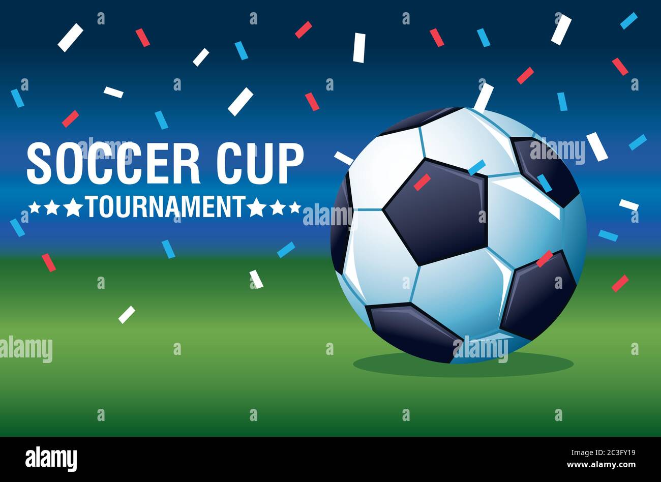 soccer cup tournament poster with balloon and confetti vector ...