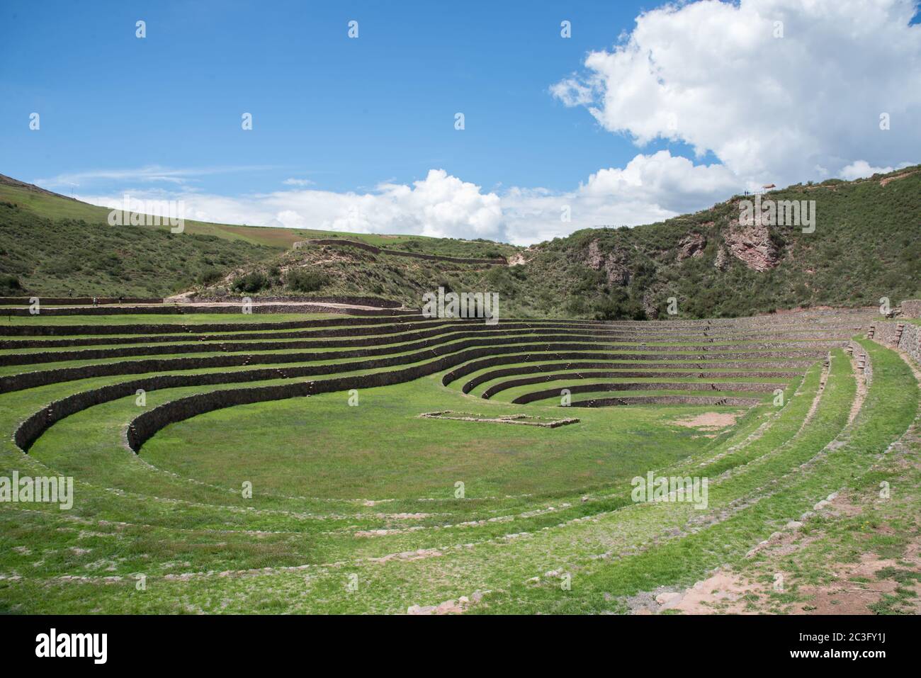 Concentric terraces Inca period Moray Urubamba valley Peru Stock Photo ...