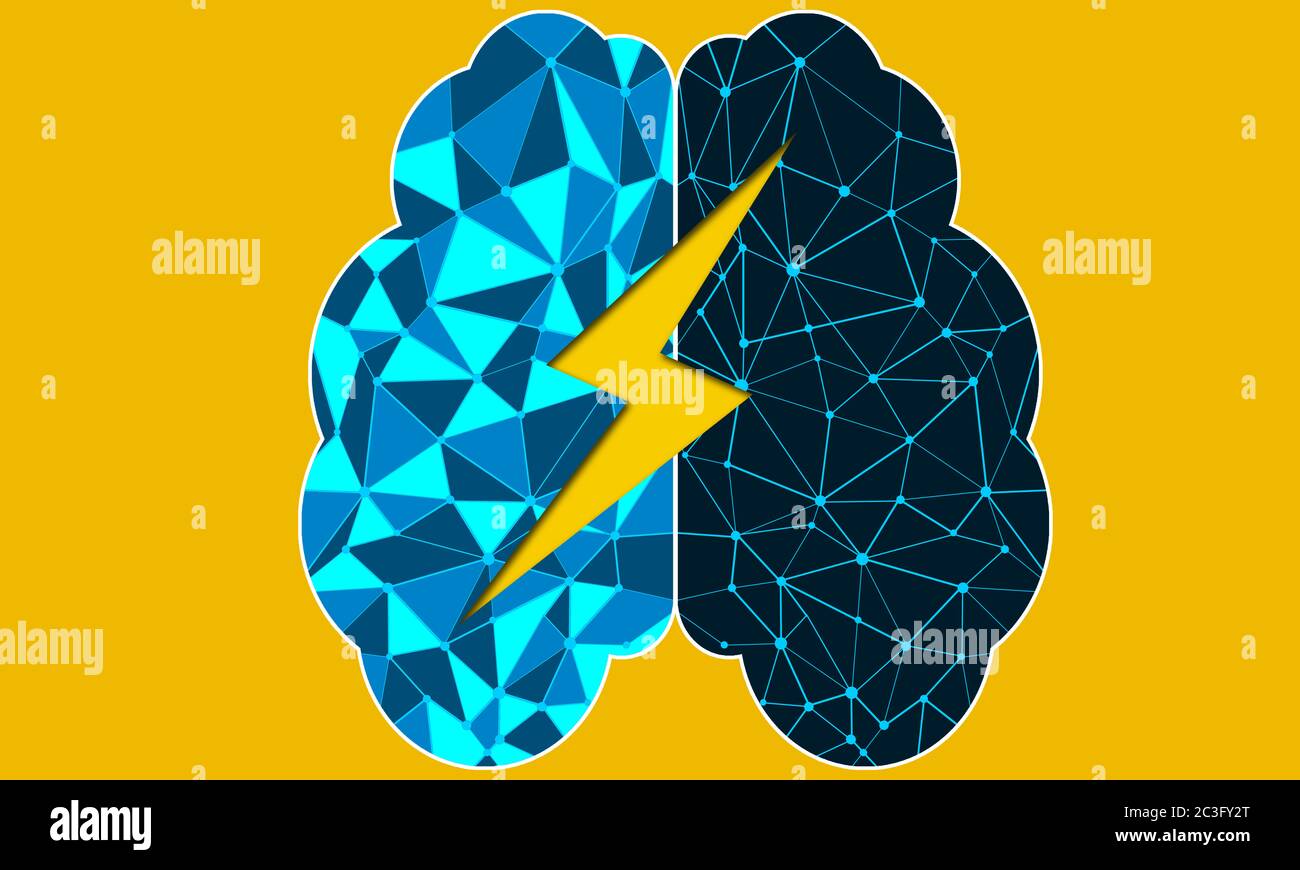 Brain with lightning. Concept for a brainstorming, 3d rendering Stock ...