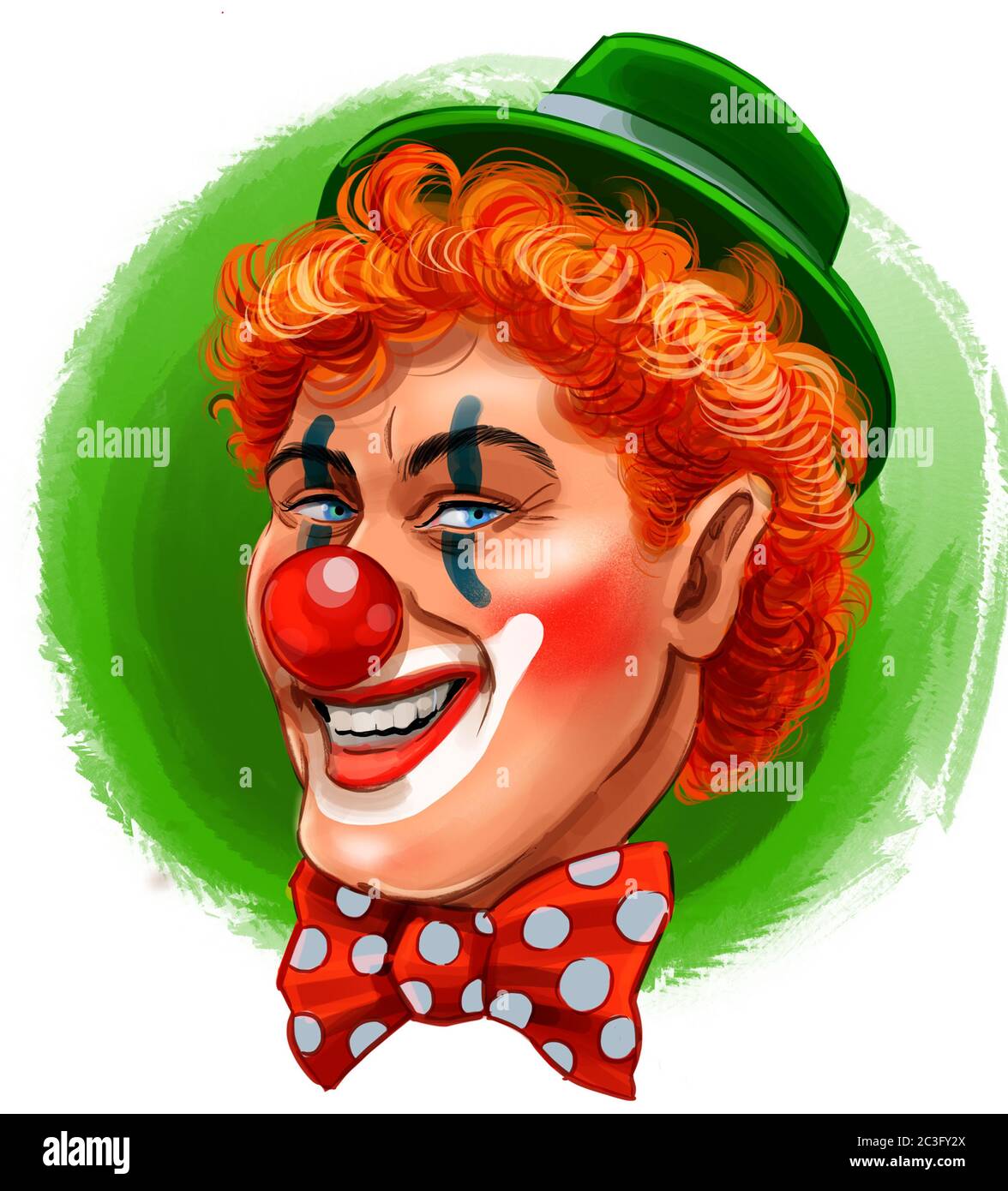 Happy smiling clown in hat. Digital illustration Stock Photo - Alamy
