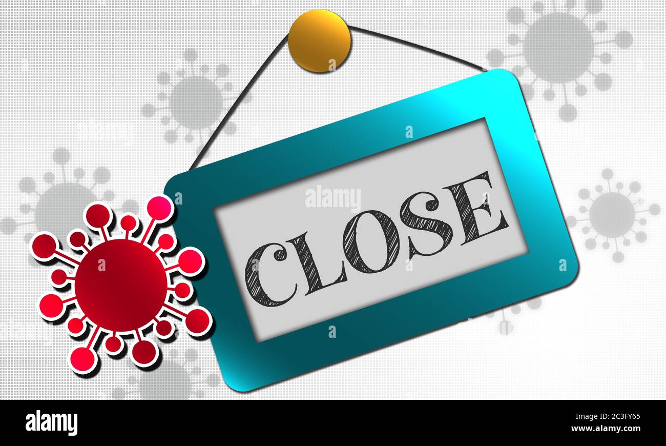 Business closed sign due to virus, 3d rendering Stock Photo - Alamy