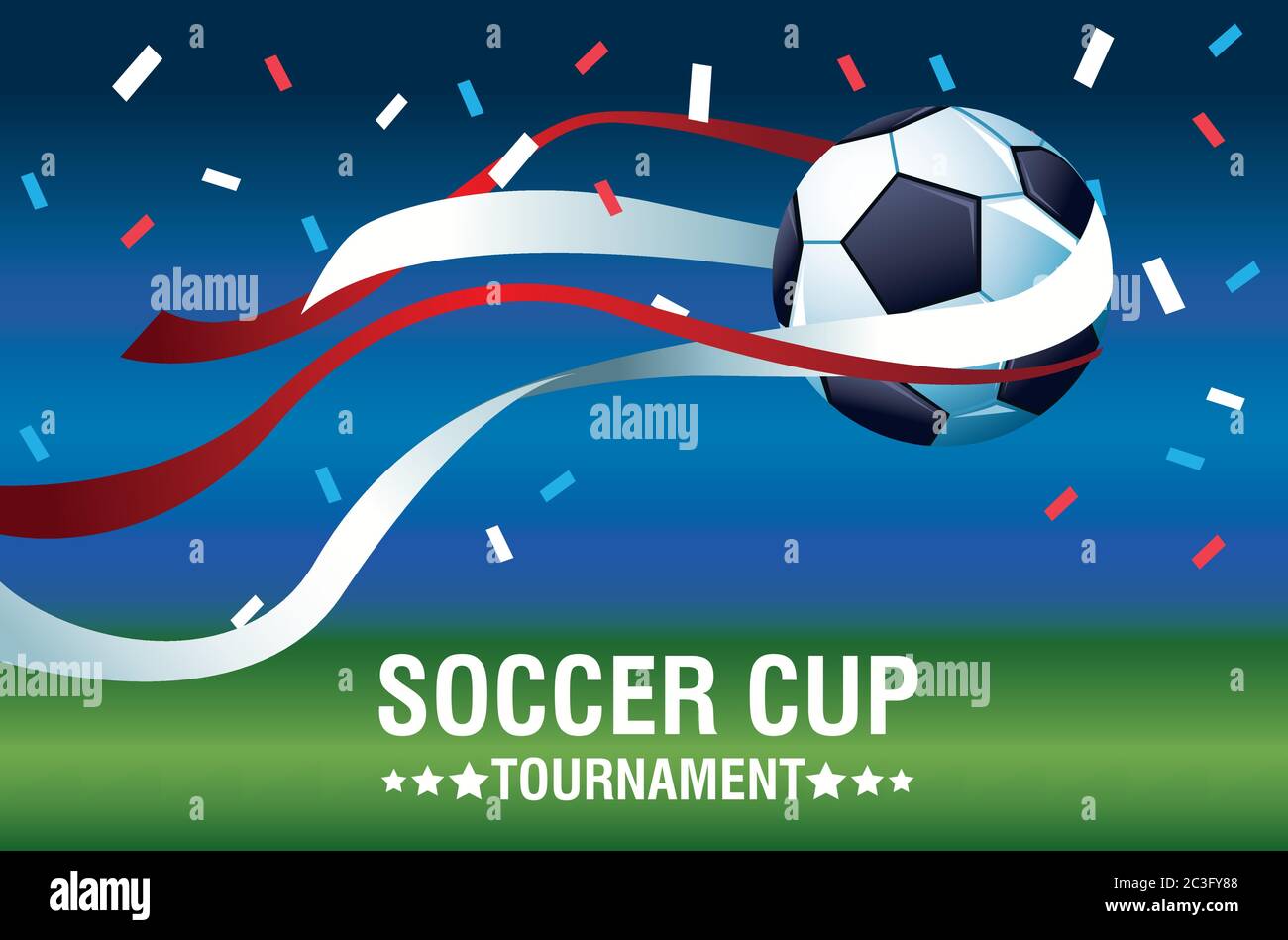 soccer cup tournament poster with balloon and confetti vector ...