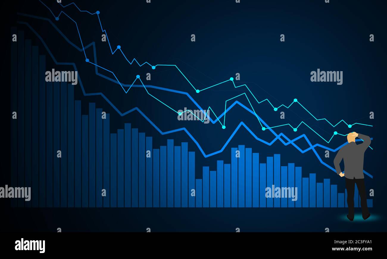 Businessman looking at a graph of falling prices, 3d rendering Stock ...