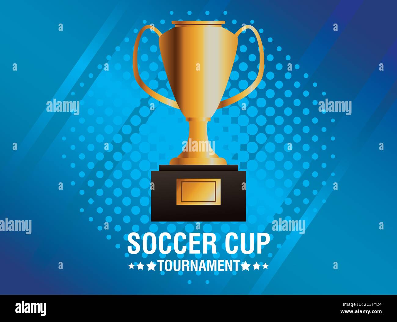 soccer cup tournament poster with trophy and lettering vector ...