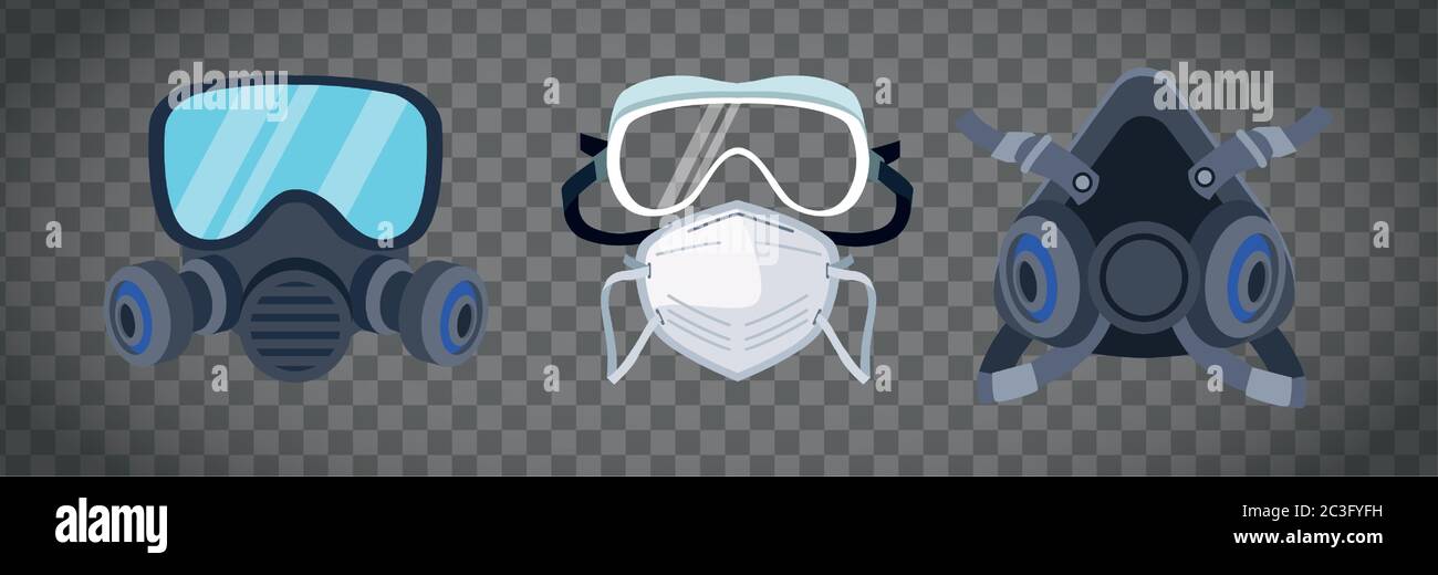 biosafety masks and mouthcap protection accessories vector illustration ...