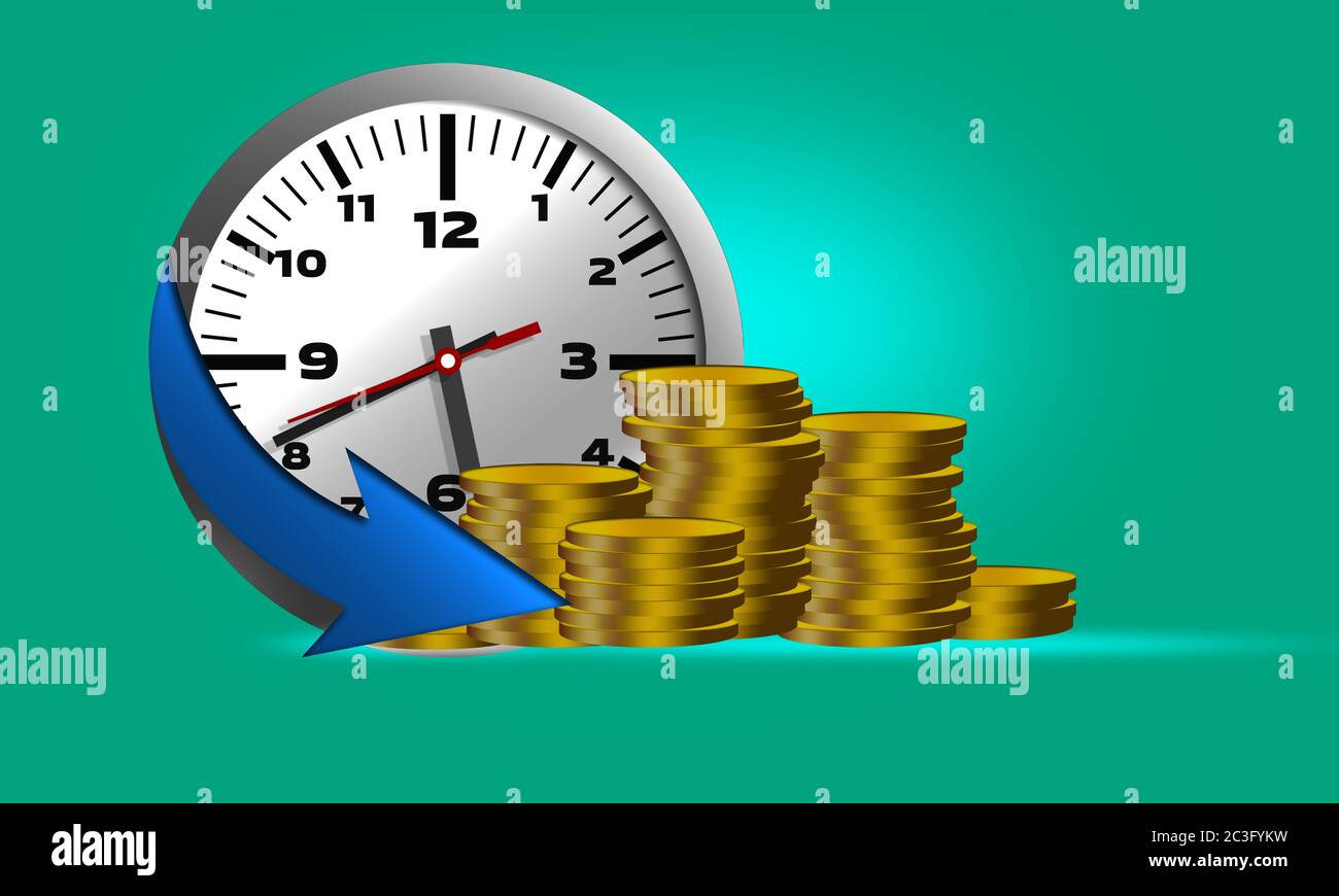 Clock and money, business concept , 3d rendering Stock Photo - Alamy