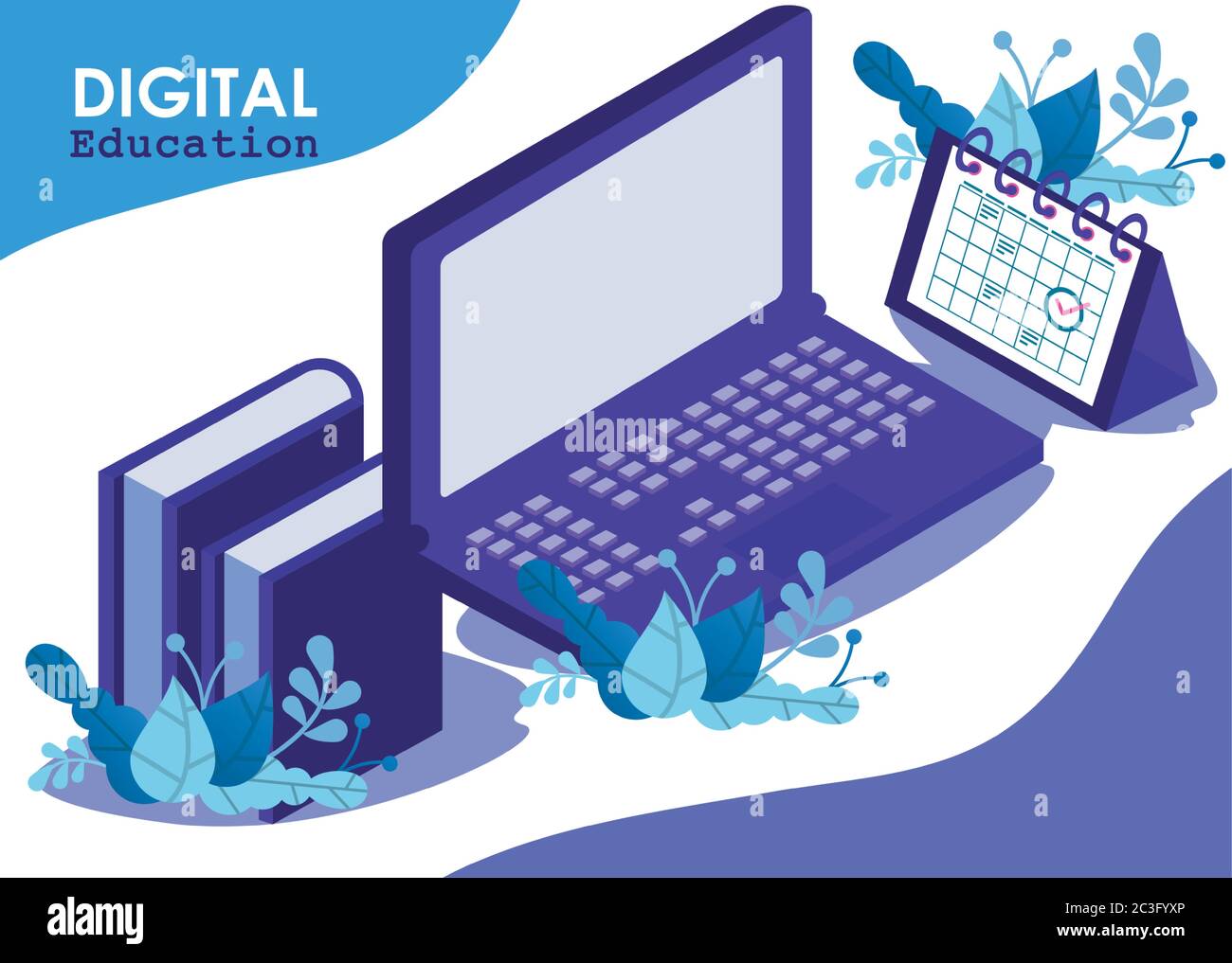 education on line technology with laptop vector illustration design ...