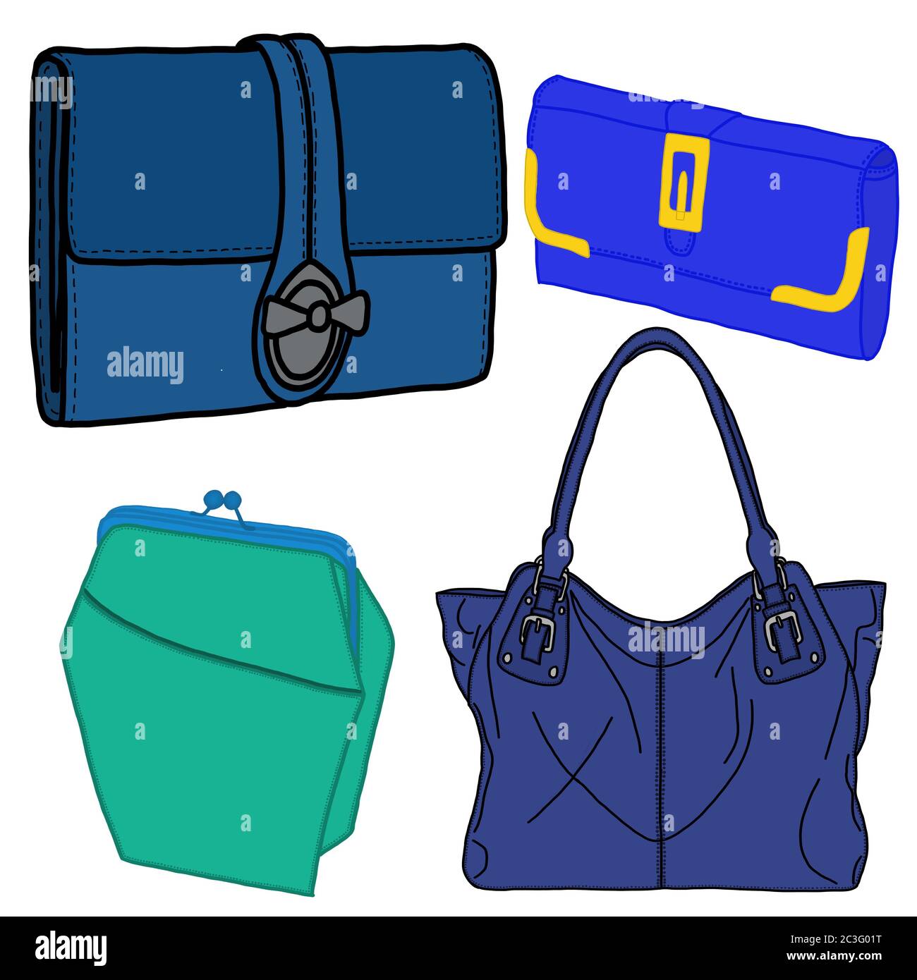 Illustration of four different purses Stock Photo - Alamy
