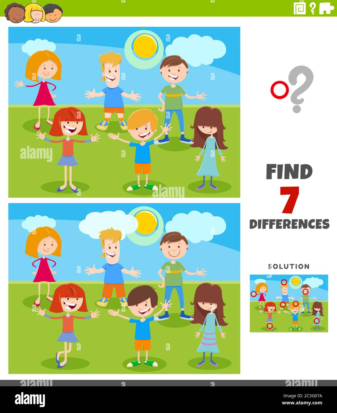 differences educational task with cartoon kids group Stock Photo - Alamy