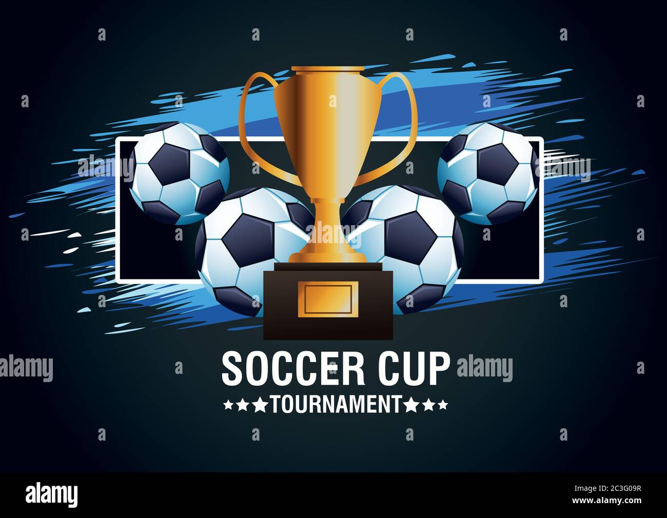 soccer cup tournament poster with trophy and balloons vector ...