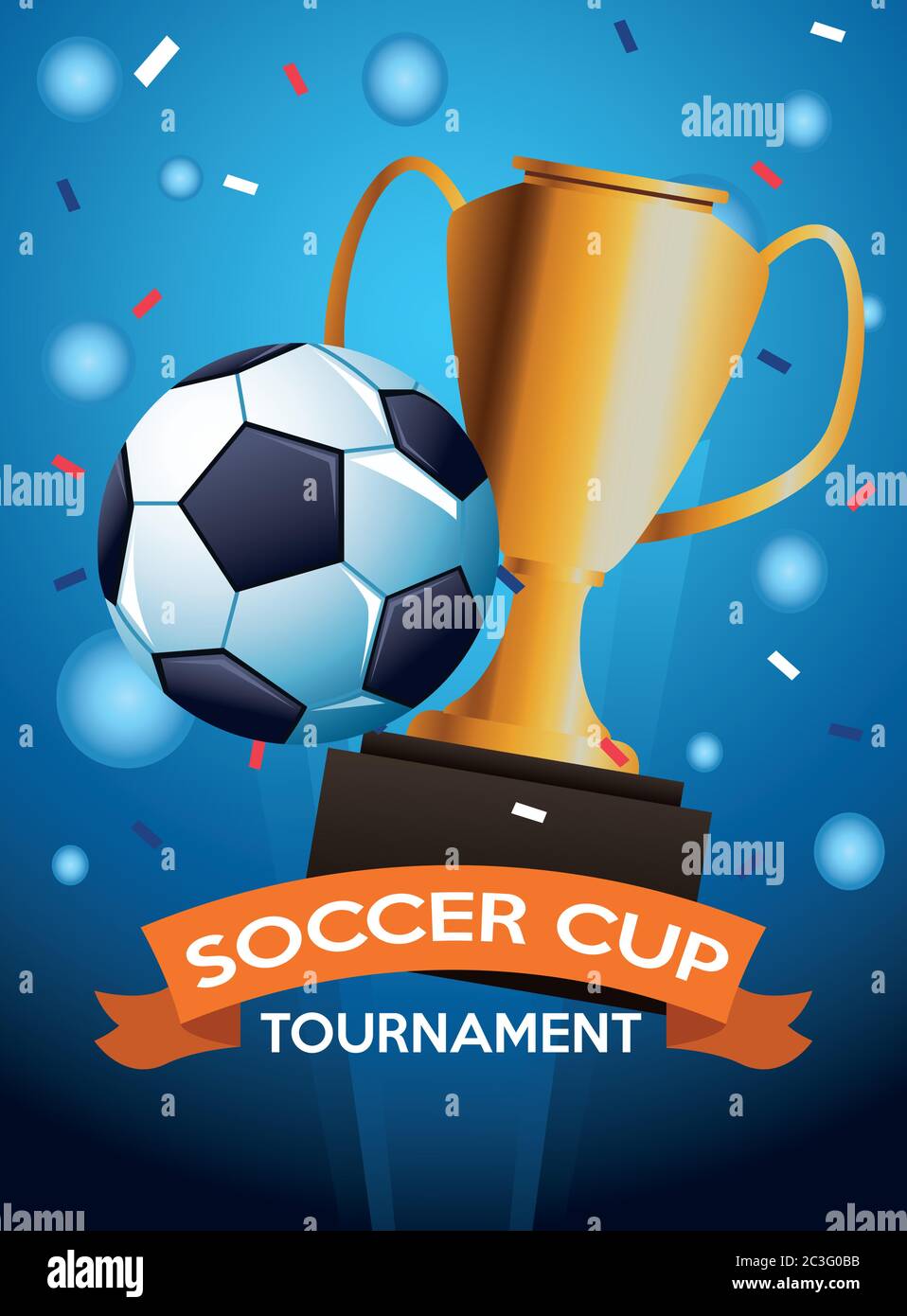 soccer cup tournament poster with balloon and trophy vector ...
