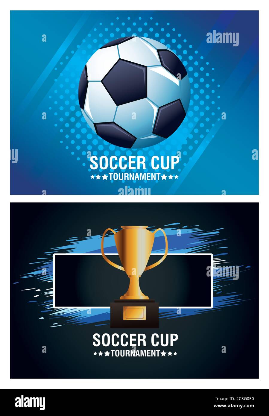 soccer cup tournament poster with balloon and trophy vector ...