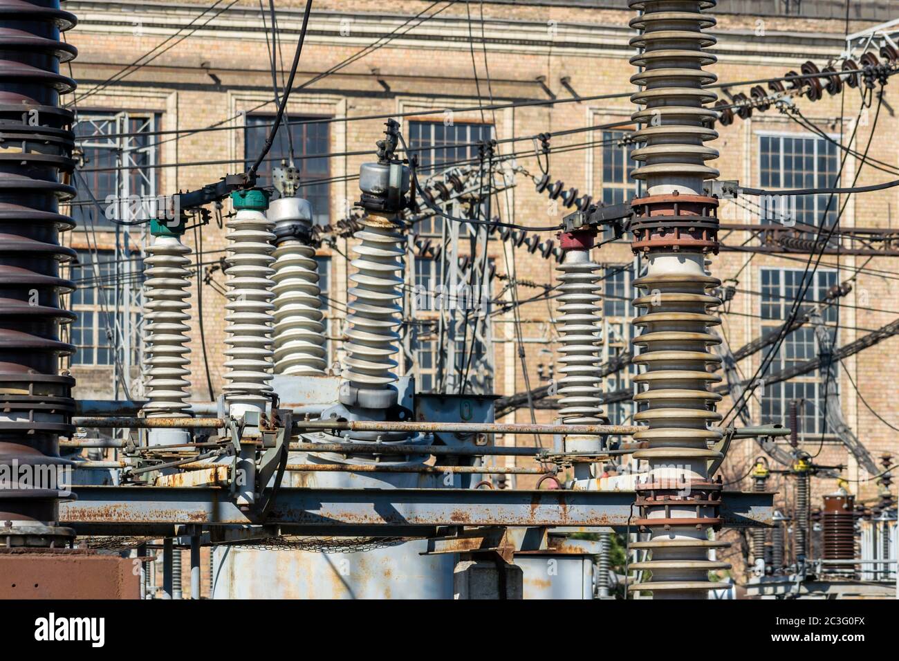 Old power plant closeup view Stock Photo - Alamy
