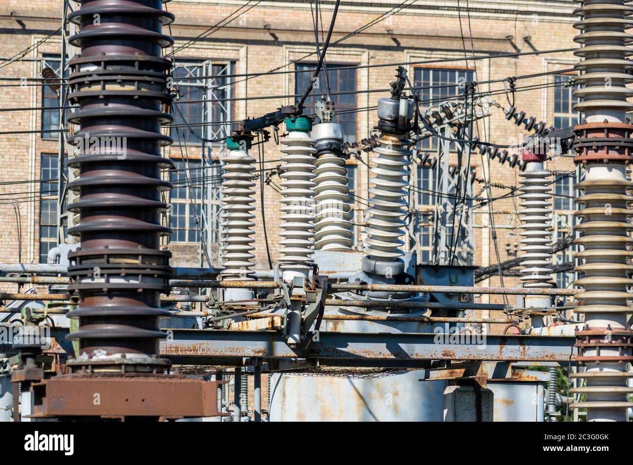 Electric power plant closeup view Stock Photo - Alamy