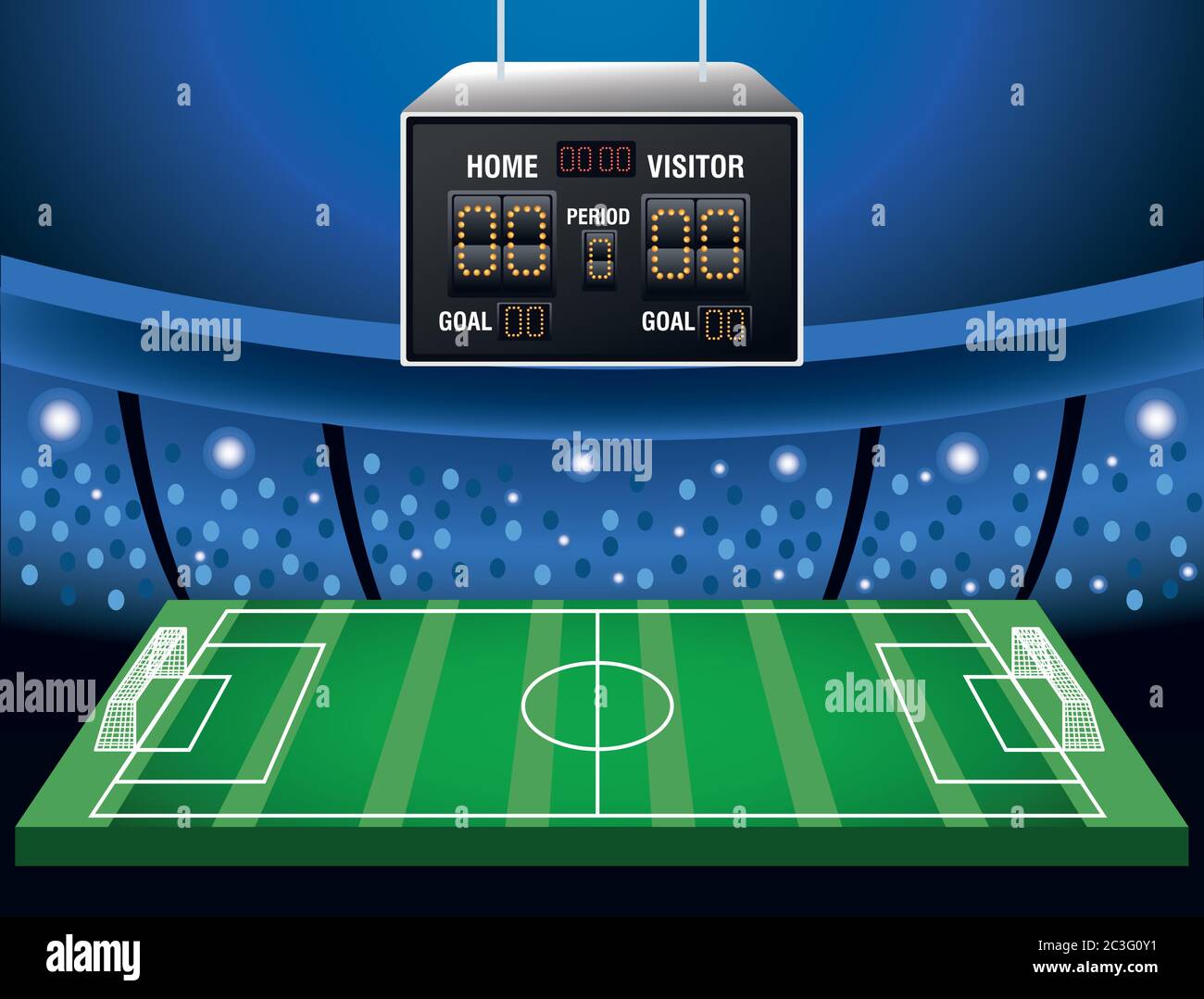 soccer cup tournament poster with scoreboard in stadium vector ...