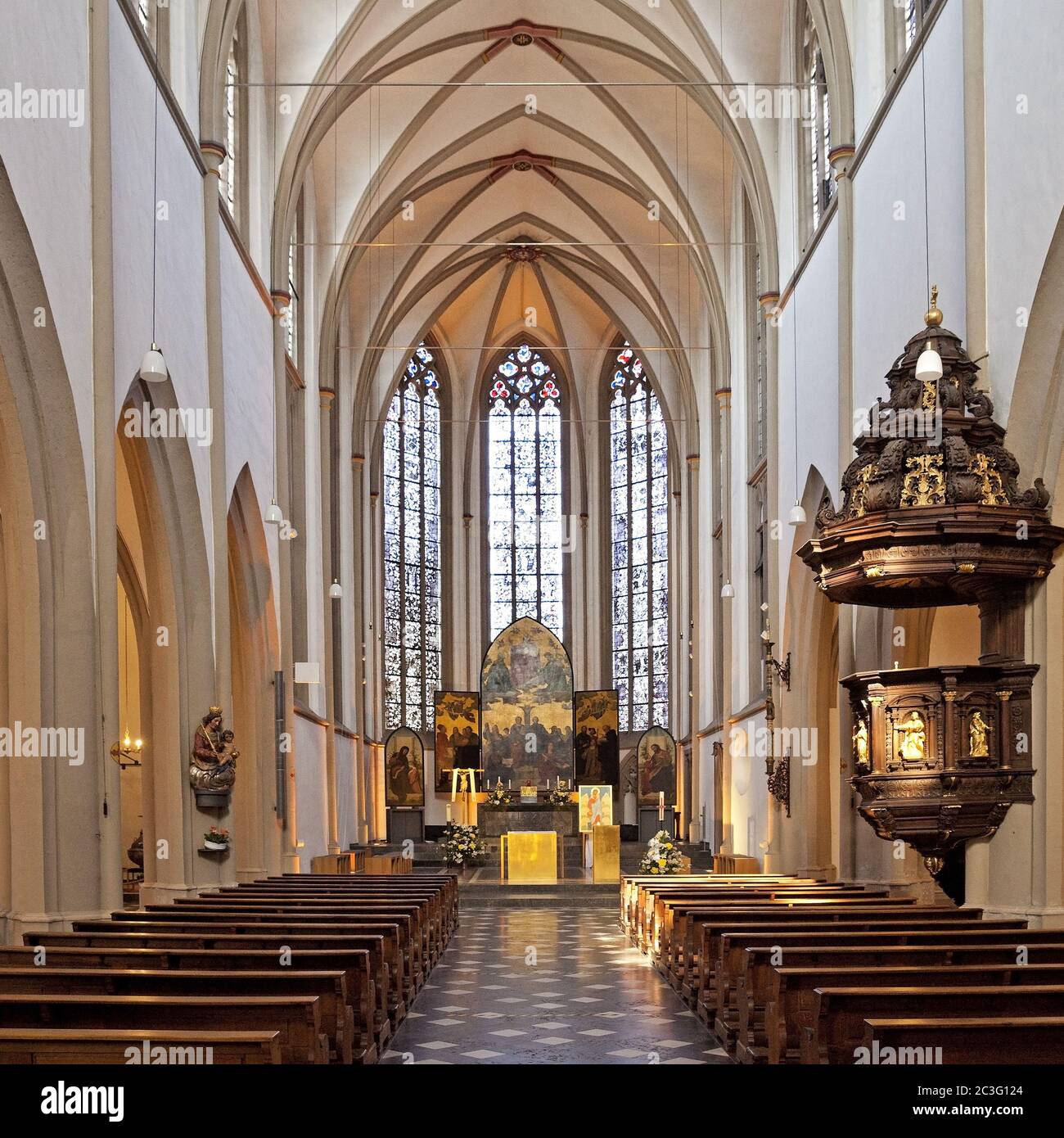 St. Remigius Church, interior view to the altar, Bonn, North Rhine-Westphalia, Germany, Europe ...