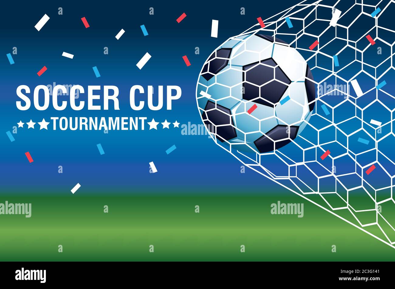 soccer cup tournament poster with balloon goal vector illustration ...