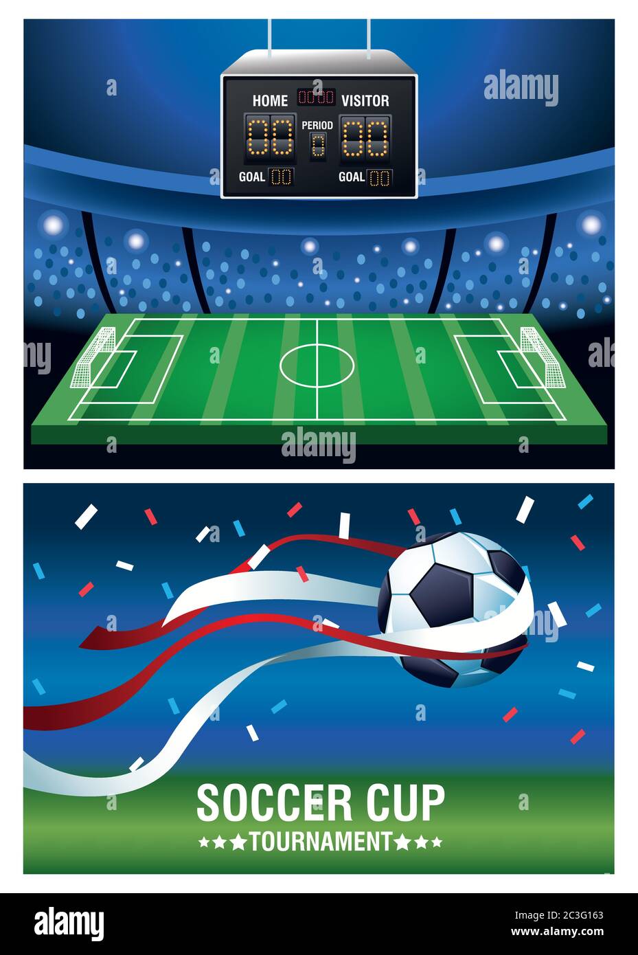 soccer cup tournament poster with balloon and scoreboard vector ...