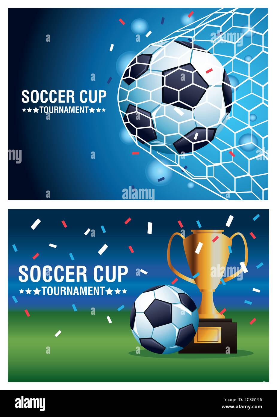 soccer cup tournament poster with trophy and balloons vector ...