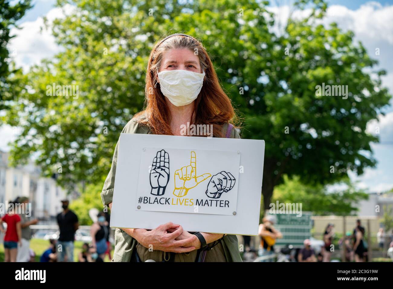 June 19, 2020, Boston, Massachusetts, USA: U.S. A person holds a sign ...