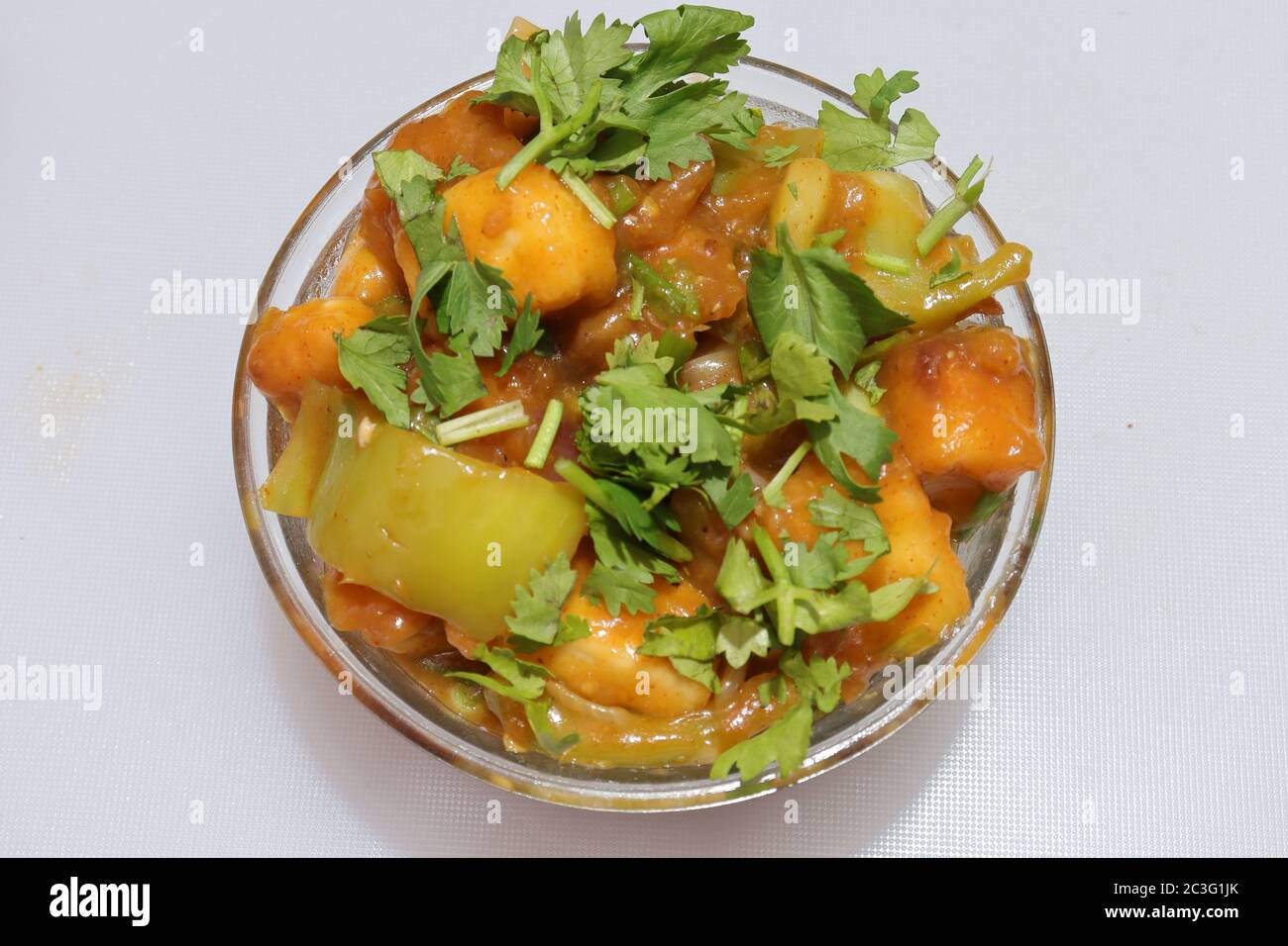 Paneer Manchurian or Paneer 65 in bowl at black concrete background ...