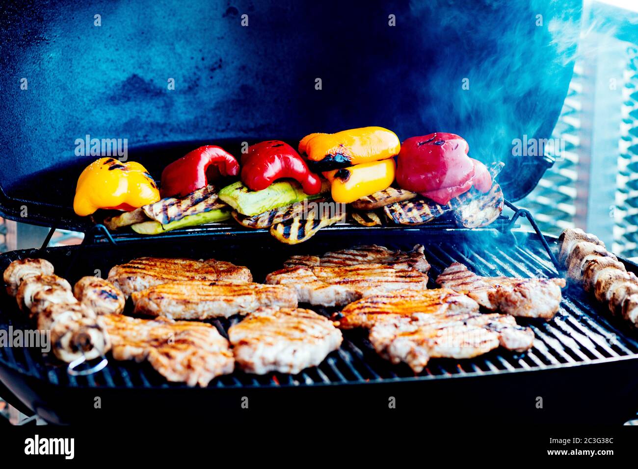 vegetables and meat on a grill Stock Photo - Alamy