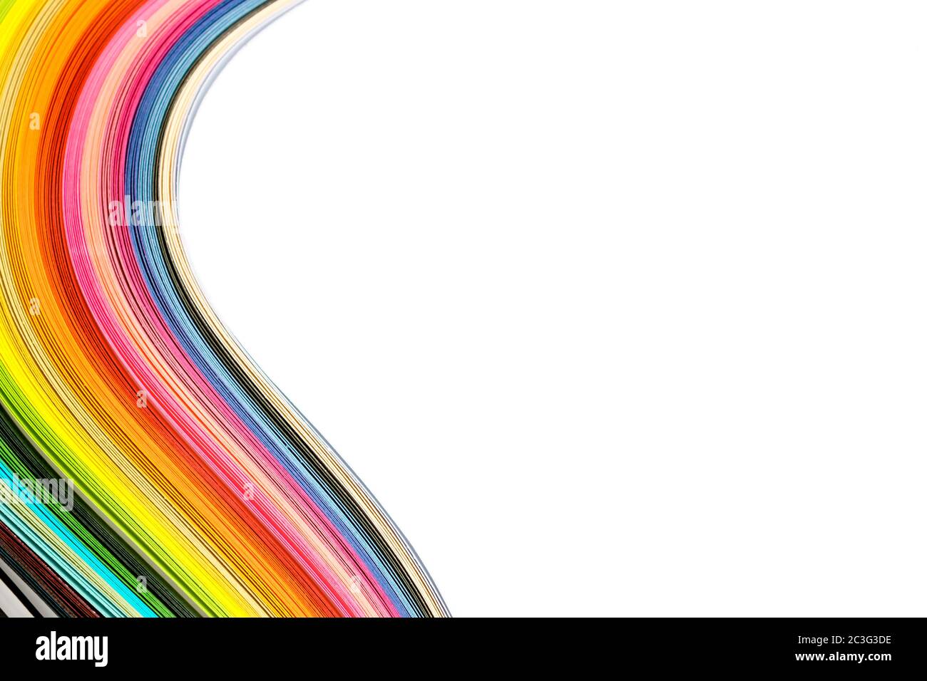 Abstract color wave curl rainbow strip paper on white background Stock ...