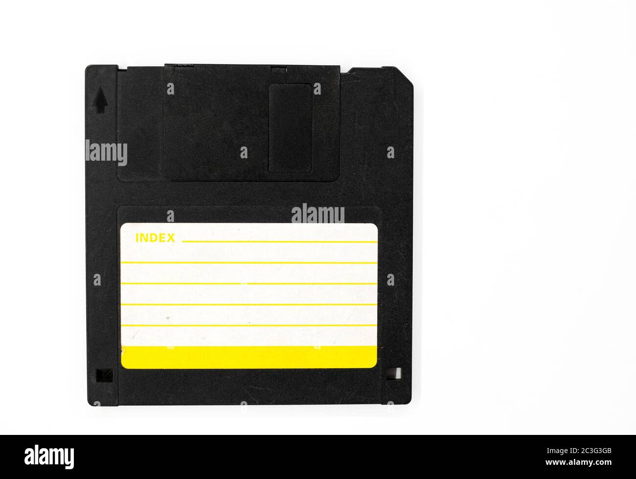 Black floppy disk with blank label on white background Stock Photo - Alamy